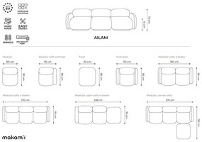 Šedá modulární pohovka 270 cm Ailani – Makamii