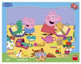 Dino Puzzle deskové Prasátko Peppa/Peppa Pig si hraje 12 dílků