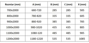 Mexen Exo, dvoukřídlé sprchové dveře 80x200 cm, 6mm čiré sklo, černý profil, 814-080-000-70-00