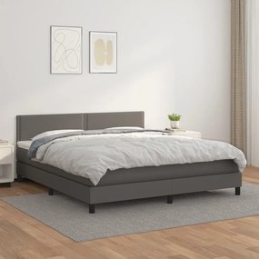 Box spring postel s matrací šedá 180x200 cm umělá kůže