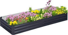 Zvýšený záhon Outsunny z oceli, studený rám na zahradní záhon, zásuvný květinový box, květináč na zeleninový záhon 241x90,5x30cm pro zahradní terasu,