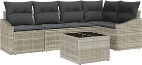 Set pohovek 6 ks Světle šedá polyratan 3346732