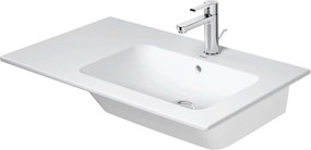 Duravit ME by Starck - Umyvadlo 83x49 cm, s přepadem, otvor pro baterii, odkládací plocha vlevo, DuraShield, matná bílá 234683AC00
