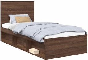 Rám postele s čelo Hnědý dub 90 x 200 cm Masivní borové dřevo 3411061