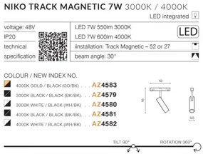 LED svítidlo do lišty Alfa Niko Track Magnetic 7W 3000K bílé/Bk