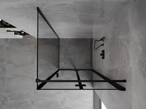 Mexen Mist-F T, 1-křídlý ​​skládací sprchový kout pravý 95 x 95 cm, čiré sklo-černý rám, 8A6T-095-095-70-70-P