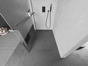 Mexen Kioto+ L, sprchová zástěna Walk-In s poličkou a věšákem 100 x 200 cm, 8mm čiré sklo-námraza, grafitový profil, 800-100-123-95-35