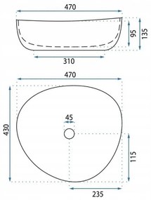 Keramické umyvadlo na desku REA BASARO WIKTORIA bílé