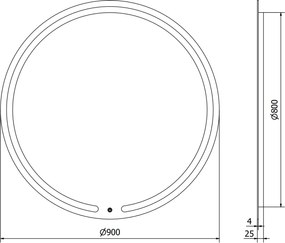 Mexen Rose, LED koupelnové zrcadlo s podsvícením 90x90 cm, 6000K, ochrana proti zamlžování, 9810-090-090-611-00