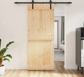 vidaXL Posuvné dveře s kováním 85 x 210 cm masivní borové dřevo [3202973]