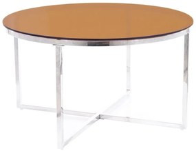 Casarredo - Komfort nábytek Kulatý konferenční stolek CRYSTAL A stříbrná/jantarové kouřové sklo