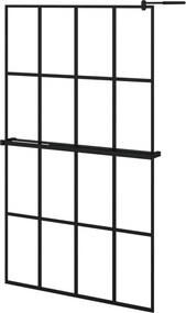 Zástěna do průchozí sprchy s policí černá 118x190 cm ESG/hliník 3185486