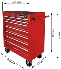 Sherman dílenská skříň na nářadí - červená