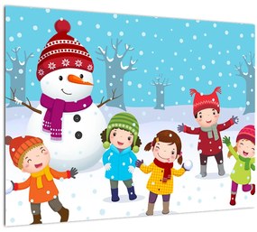 Obraz - Zimní dětské radovánky (70x50 cm)
