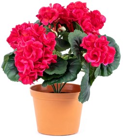 Umělá květina Muškát v květináči růžová, 26 x 10 x 10 cm