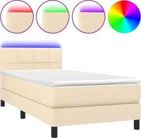 Box spring postel s matrací a LED krémová 80 x 200 cm textil 3133114