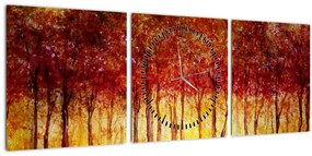 Obraz - Malba listnatého lesa (s hodinami) (90x30 cm)