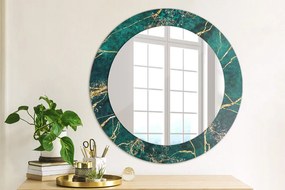 Kulaté dekorativní zrcadlo Green malachite marble fi 60 cm