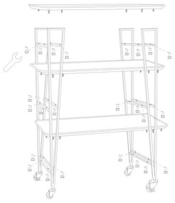 Železný vozík s 3 policemi Mauro Ferretti Industry