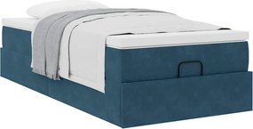 Osmanský rám postele s matrací tmavě modrá 80x200cm samet 3311151