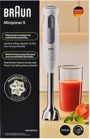 Braun MultiQuick 5 MQ 50001M bílá / Tyčový mixér / 1000 W / Turbo / 21