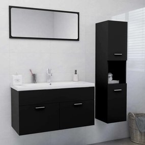 vidaXL Set koupelnového nábytku dřevotříska [3071427] Barva: Černá