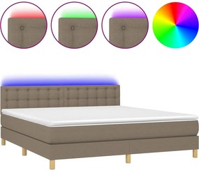 Box spring postel s matrací a LED taupe 180x200 cm textil 3134057