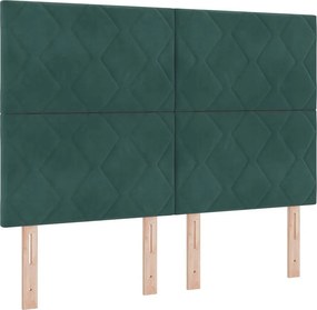 Postel s boxspringem s čelo Tmavě zelená 140 x 200 cm samet 3339905