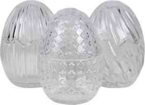 Skleněná dóza na bonbóny ve tvaru vajíčka - Ø 9*12 cm