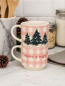 Sinsay - Hrnky s vánočním motivem – 2 kusy - pastelová růžová