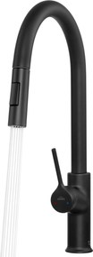 Invena Farsala, dřezová baterie s výsuvnou 2-funkční výlevkou h-433, černá matná, INV-BZ-40-U04-S