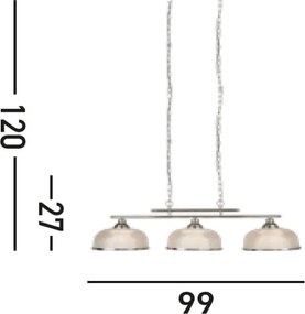 Searchlight 3593-3SS Trojité závěsné svítidlo BISTRO satin, čiré sklo