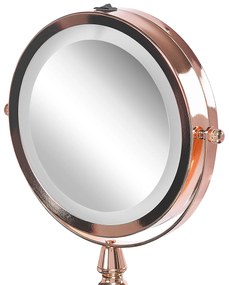 Kosmetické zrcátko s LED osvětlením ø 18 cm růžově zlatá MAURY Beliani