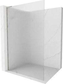 Mexen Kioto L, sprchová zástěna Walk-In 100 x 200 cm, 8mm sklo s žebrovým vzorem, broušená ocel profil, 800-100-103-97-09