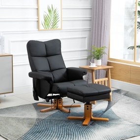 HOMCOM Relaxační křeslo Masážní křeslo s podnožkou a úložným prostorem 145° náklon Televizní křeslo s masážní funkcí Polyester Černá 80 x 86 x 99 cm …