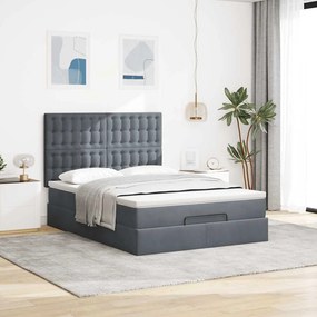 Osmanský rám postele s matracemi tmavě šedá 140x190cm samet 3314463