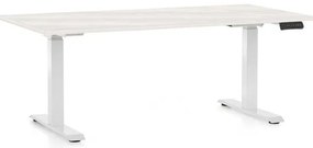 Výškově nastavitelný stůl OfficeTech D, 160 x 80 cm, bílá podnož, bílý jasan
