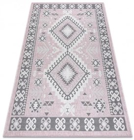 Dywany Łuszczów, Kusový koberec Sion Sisal Aztec 3007 pink/ecru – na ven i na doma, 80x150, růžová, chodba / předsíň