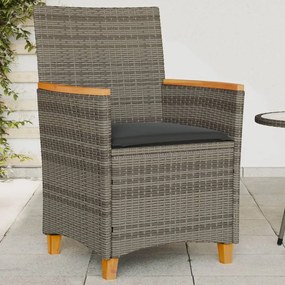 Zahradní židle s poduškami 2 ks šedé polyratan a masivní dřevo - Default Title