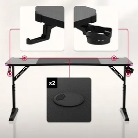 Huzaro Hero 4.6 RGB černá / Herní stůl / 160 x 60 x 56-79 cm / 6 úrovn