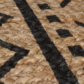 Flair Rugs, Kusový koberec Printed Jute Luis Natural/Black, 200x290, béžová, chodba / předsíň