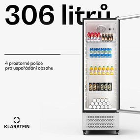 Klarstein Chladnička na nápoje GrandCooler, 306 l, LED osvětlení, s kolečky, 4 police
