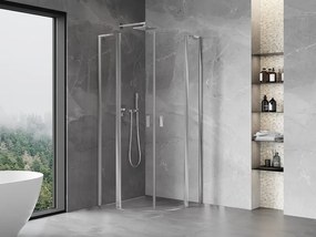 Mexen Mist L, čtvrtkruhový sprchový kout s 2-křídlými dveřmi, 80 x 80 cm, 8mm čiré sklo, chromový profil, 8A32L-080-080-01-00