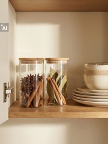 Sinsay - Skleněné nádoby na potraviny s bambusovými víčky 2 pack - clear