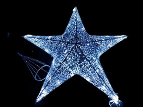 LED světelná hvězda na stromek, studená bílá, stříbrné třpytky, různé velikosti Velikost (cm): 20cm