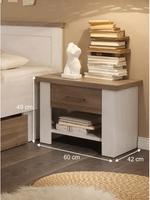 Kondela Ložnicový komplet (postel, 2 noční stolky, skříň), pinie bílá / dub sonoma truflový, LUMERA
