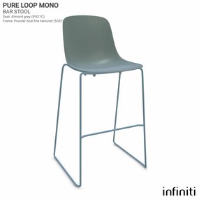 Barová židle Pure Loop Mono Barva kovové konstrukce: Powder blue fine textured 503F, Barva sedáku a opěradla z recyklovaného plastu: Military green…