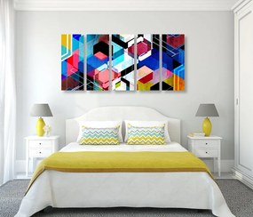 5-dílný obraz abstraktní geometrie - 200x100 cm