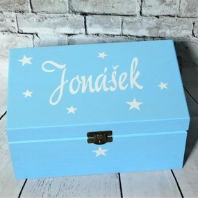 Personalizovaný dřevěný box světle modrý