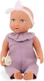 LULLABABY Panenka 35 cm v overalu s čelenkou Lila / od 2 let